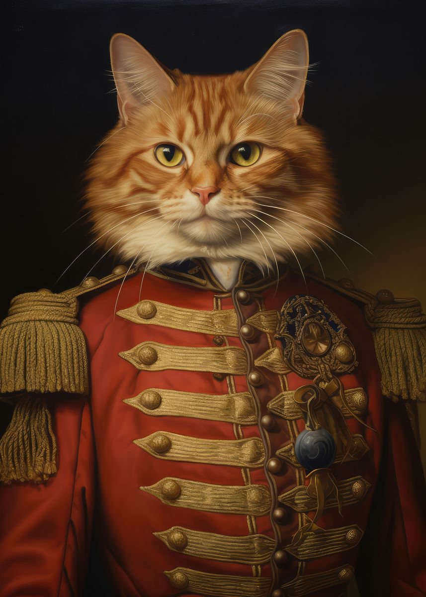 'Renaissance cat portrait' Poster, picture, metal print, paint by Ji ...