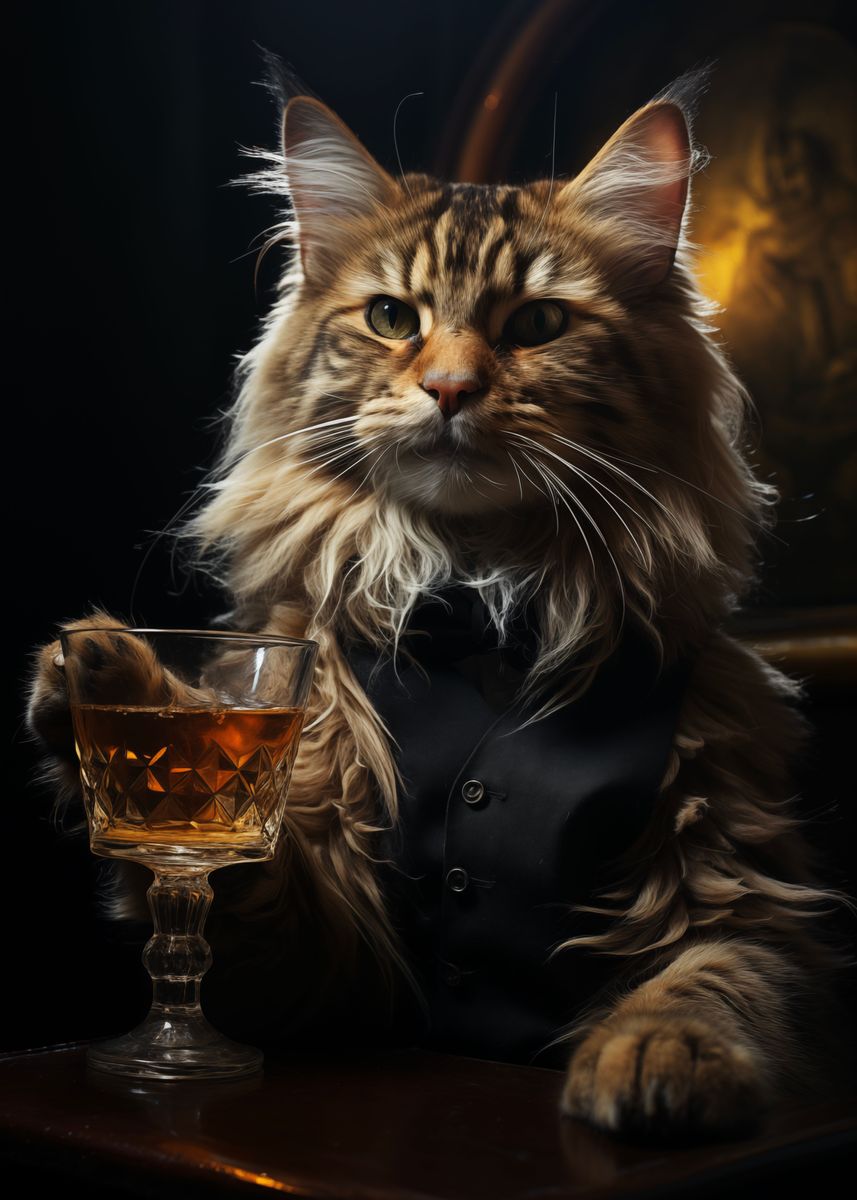 'Sophisticated Cat' Poster, picture, metal print, paint by Nerdworld 1 ...