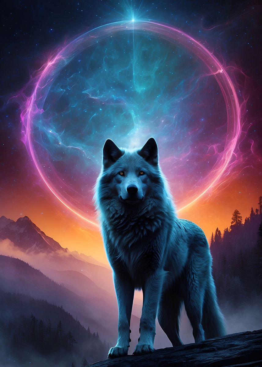 'Astral Wolf' Poster, picture, metal print, paint by TESSERACT 07 ...