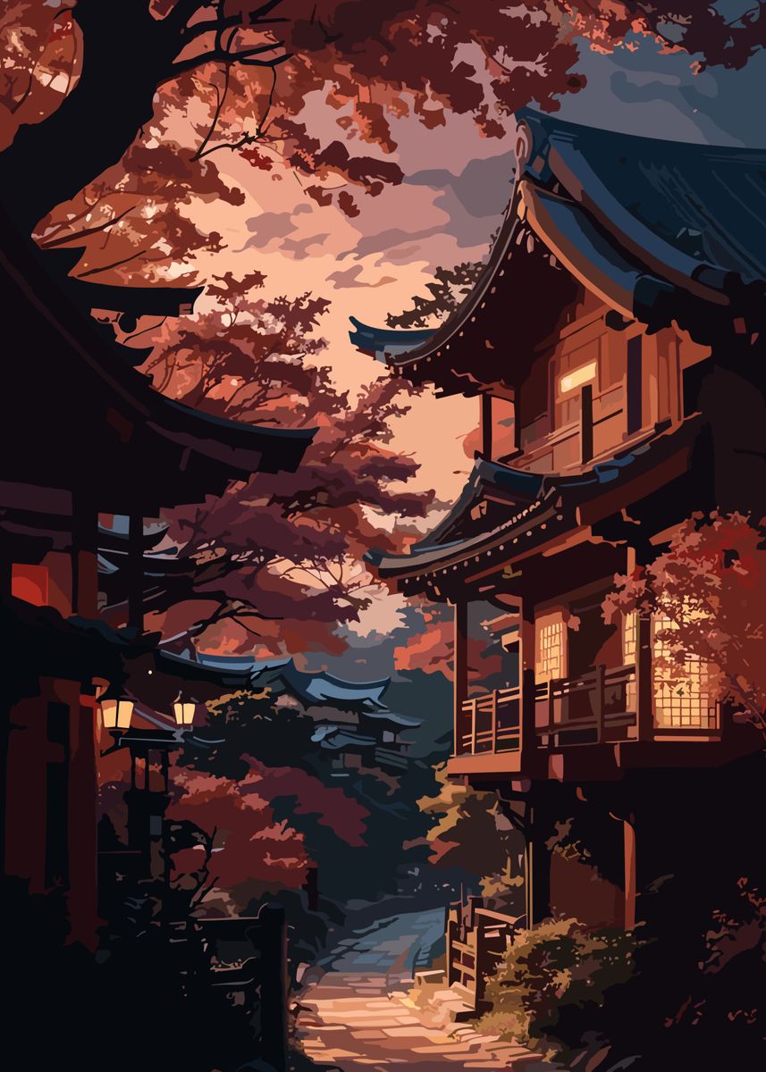 'Traditional Home Japanese' Poster, picture, metal print, paint by ...