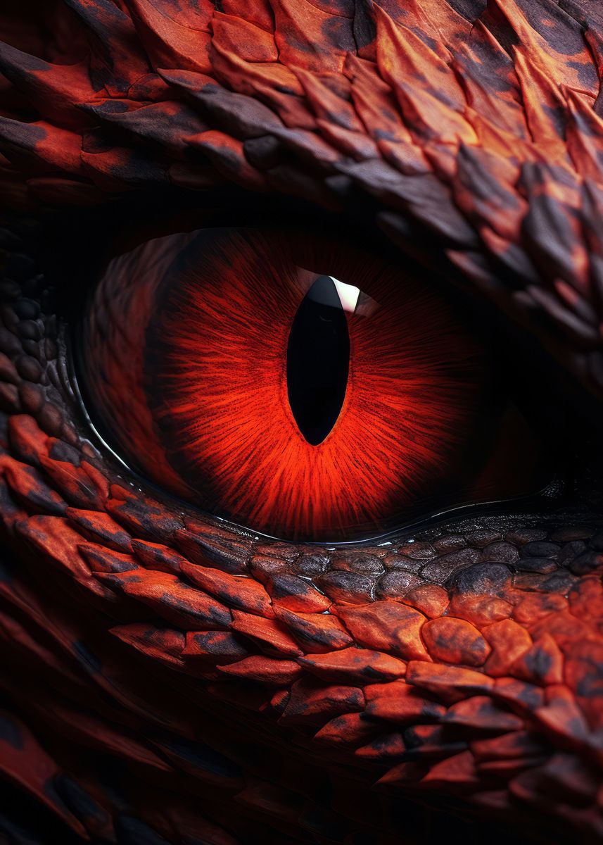 'Dragon Eye Red' Poster, picture, metal print, paint by Alisson | Displate