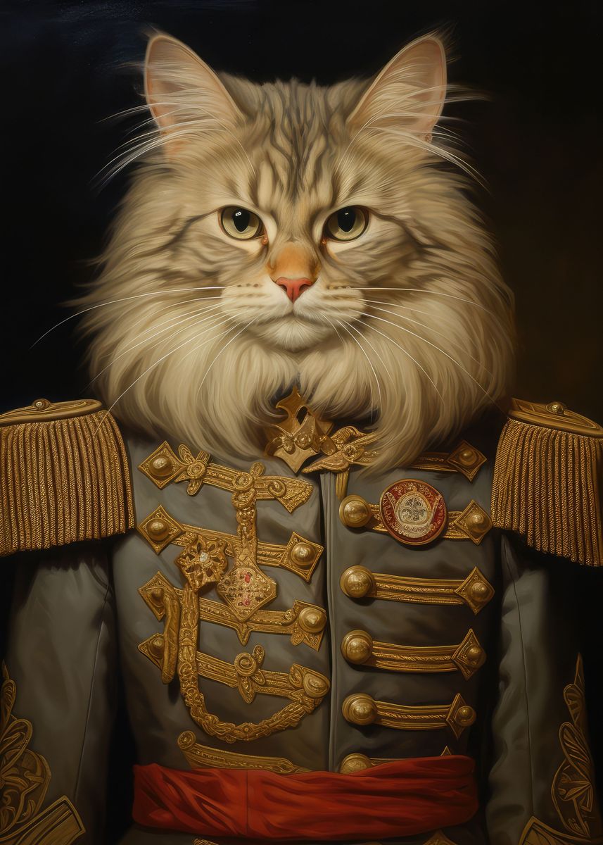 'Renaissance cat portrait' Poster, picture, metal print, paint by Ji ...