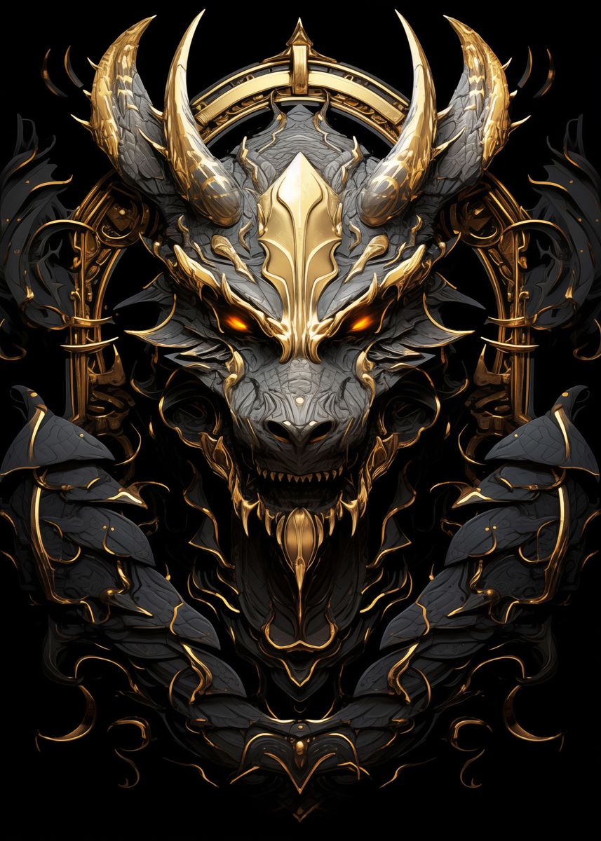 'Devil Golden King Dragon' Poster, picture, metal print, paint by Luong ...