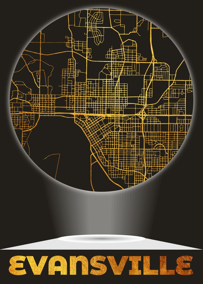 'Evansville IN USA' Poster, picture, metal print, paint by Nolan ...