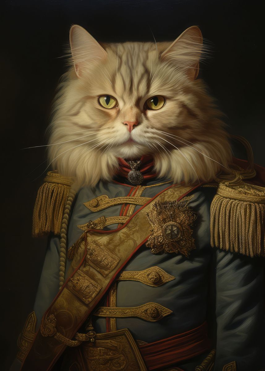 'Renaissance cat portrait' Poster, picture, metal print, paint by Ji ...