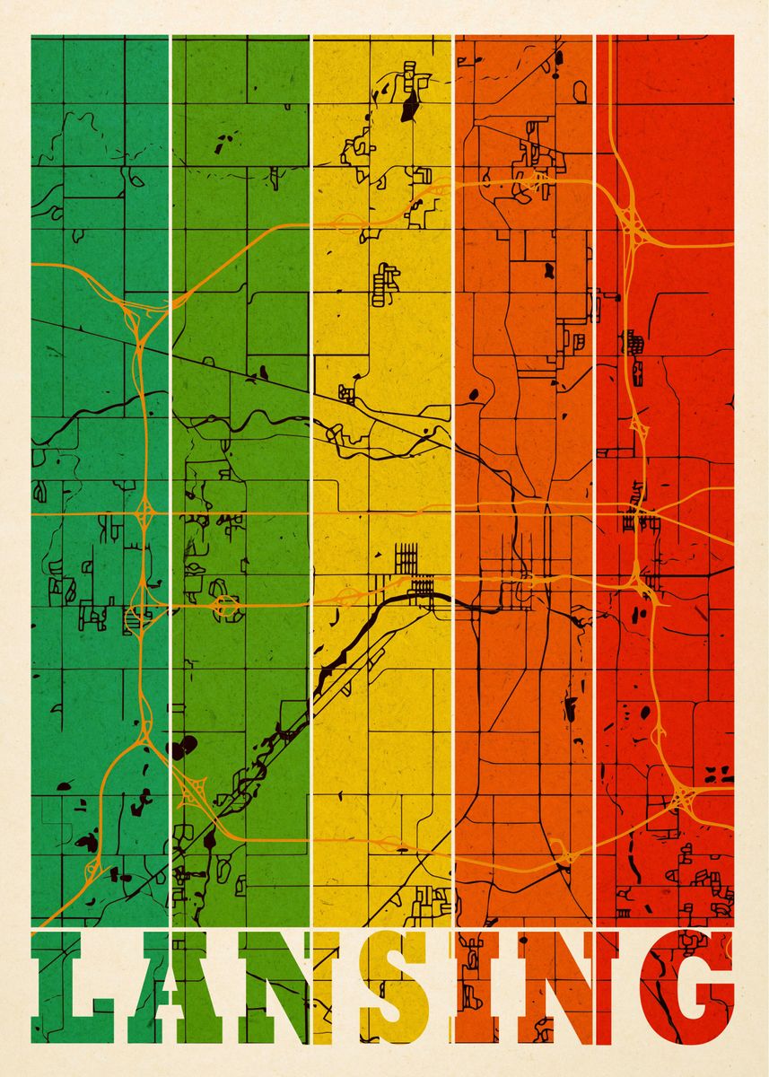 'Lansing Michigan USA' Poster, picture, metal print, paint by Ryan ...