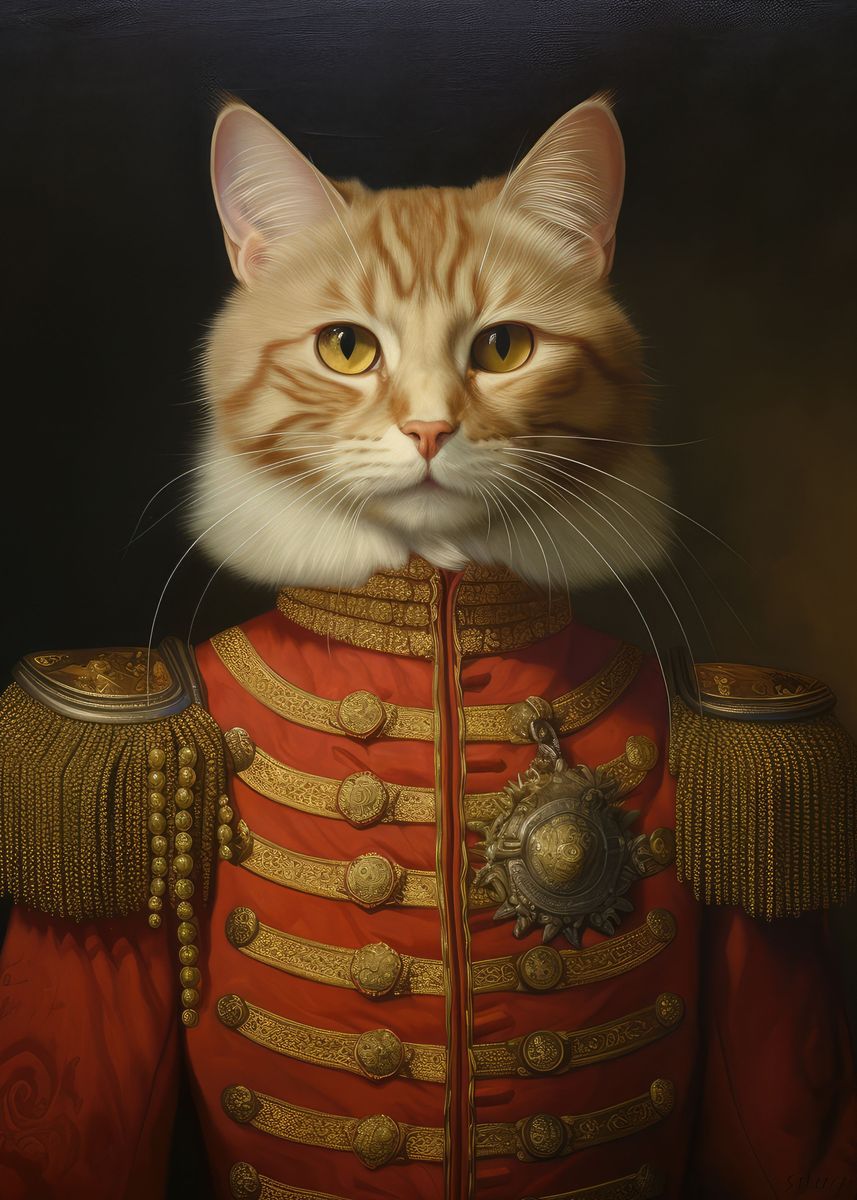 'Renaissance cat portrait' Poster, picture, metal print, paint by Ji ...