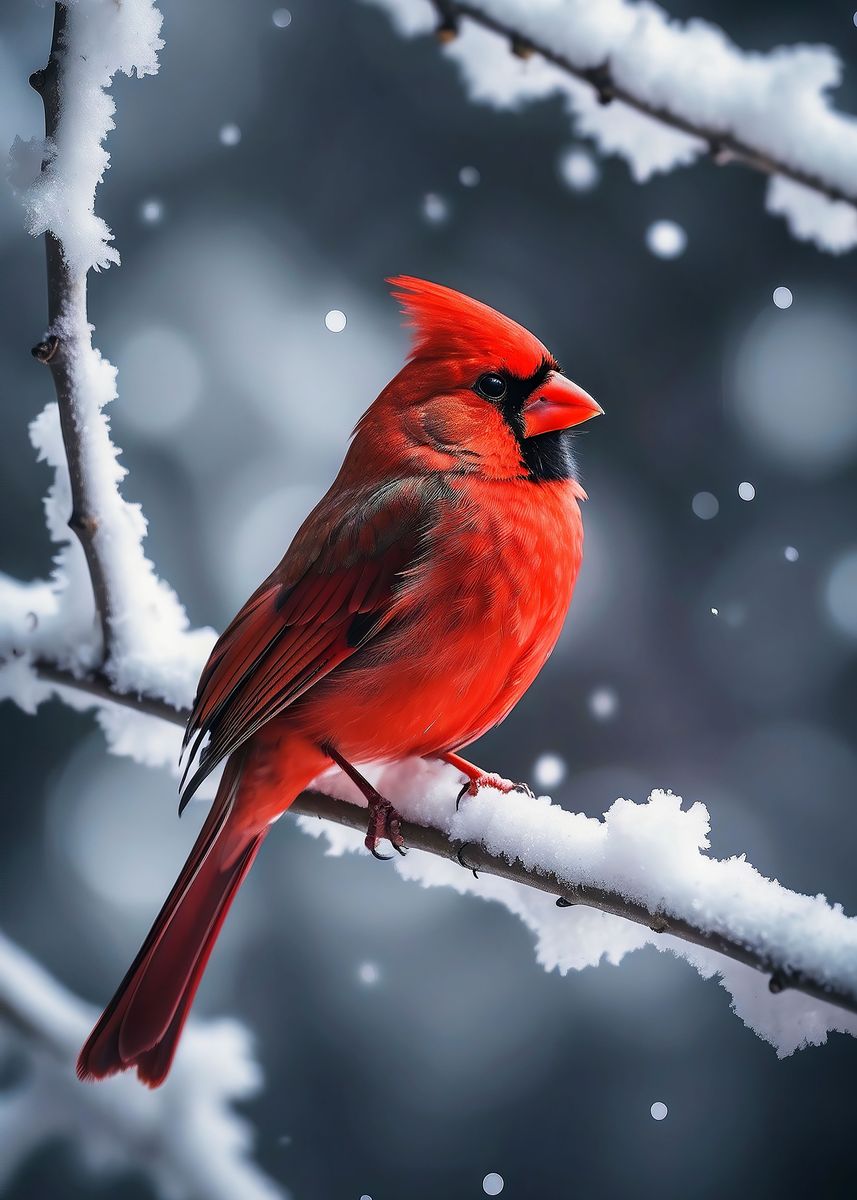 'Winter Cardinal' Poster, picture, metal print, paint by Michael ...