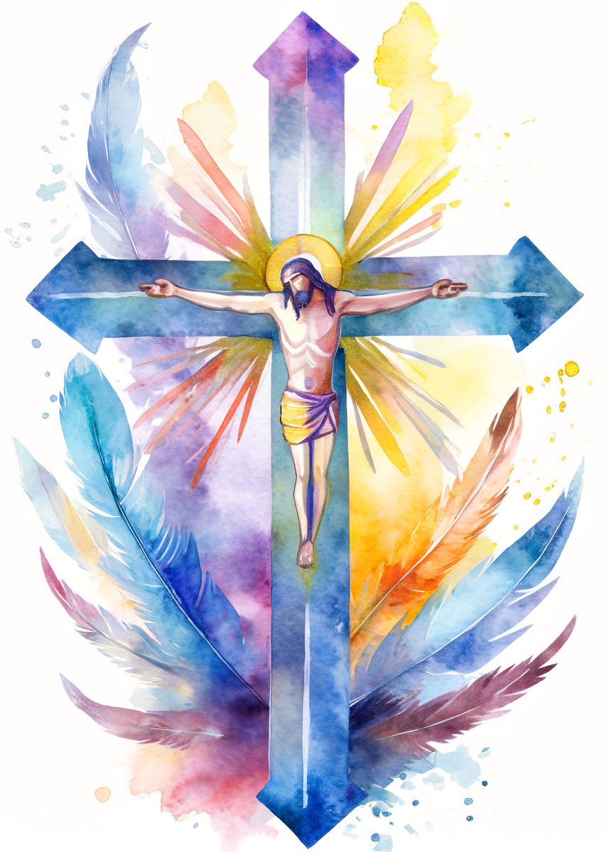 'Feather Cross vs1' Poster, picture, metal print, paint by Sycaid ...