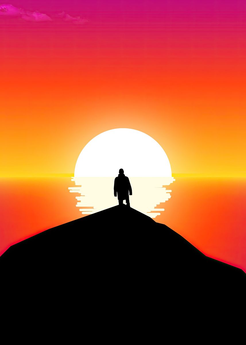 'Horizon Man Sunset' Poster, picture, metal print, paint by Umami ...