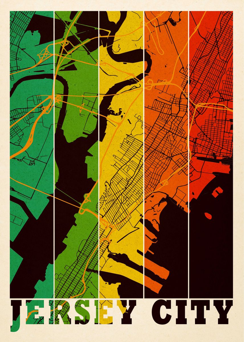'Jersey City NJ USA' Poster, picture, metal print, paint by Ryan ...