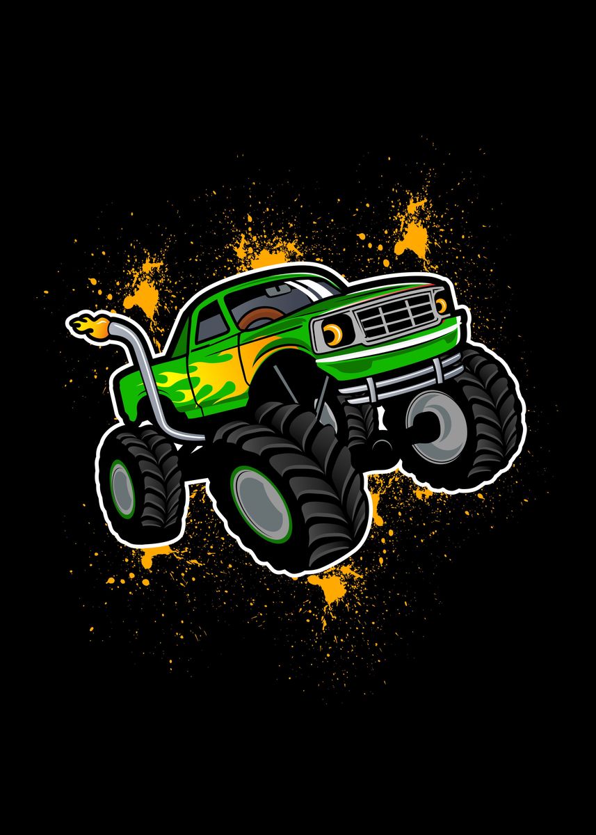 'Monster Truck' Poster, picture, metal print, paint by Rikuharu Studio ...