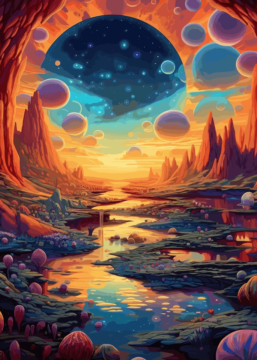 'Landscape of alien world' Poster, picture, metal print, paint by ...