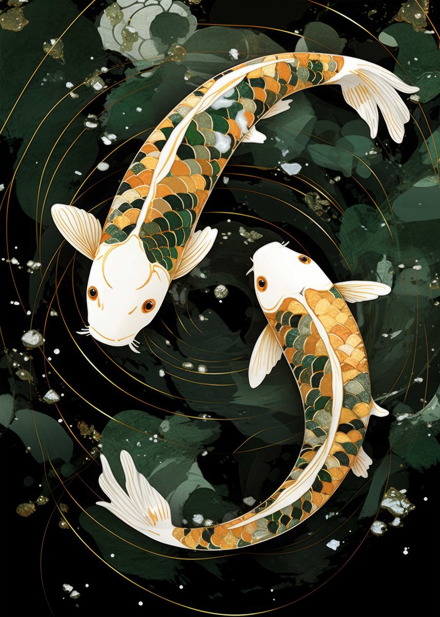 'Koi Mosaic Kentsugi Art' Poster, picture, metal print, paint by Mason ...