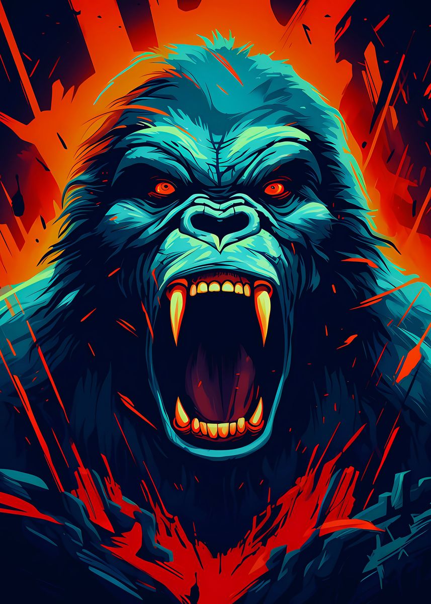 'The Primal Primate Rage' Poster, picture, metal print, paint by Juka ...