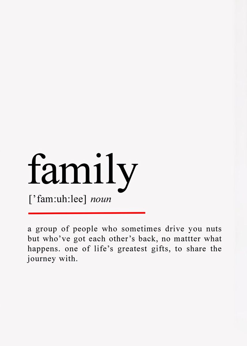 'Family Quote definition' Poster, picture, metal print, paint by gani ...