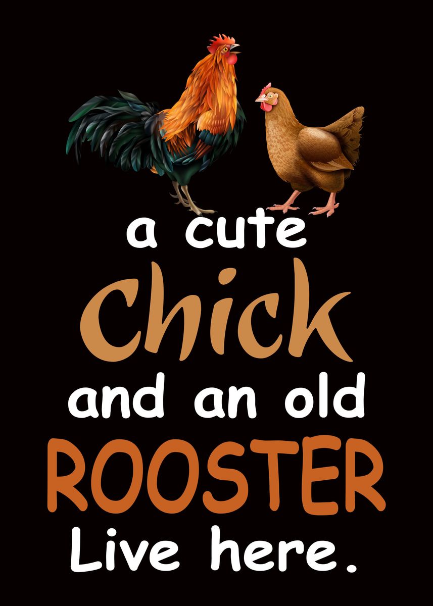 'Rooster Chicken Funny Farm' Poster, picture, metal print, paint by ...