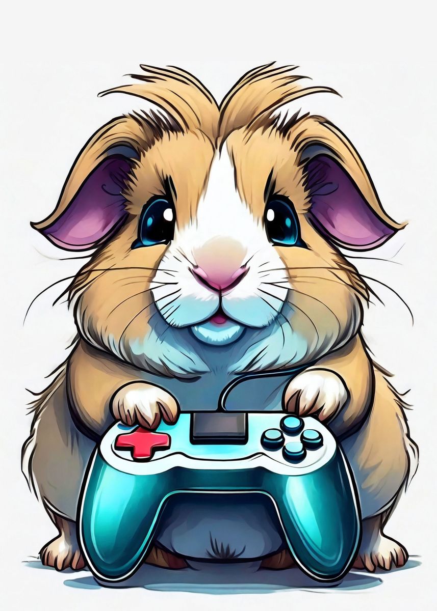 'Gamer Guinea Pig' Poster, picture, metal print, paint by MaiDesign ...
