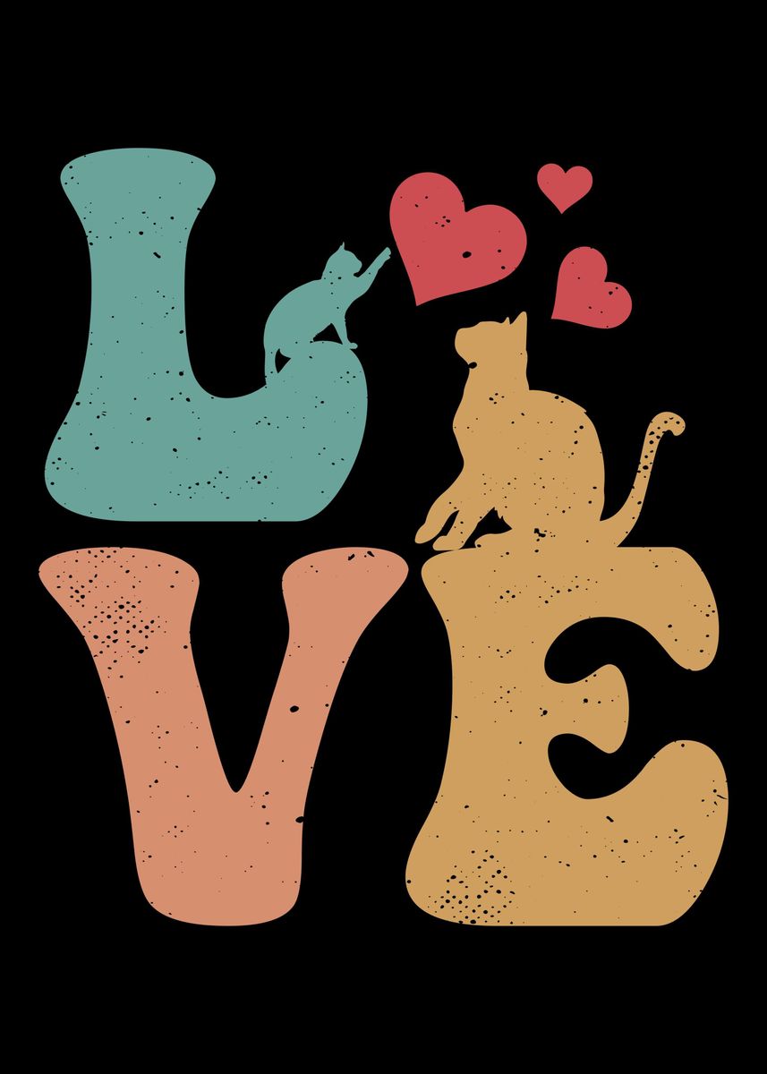 'Cat LOVE Cat Lover' Poster, picture, metal print, paint by ...