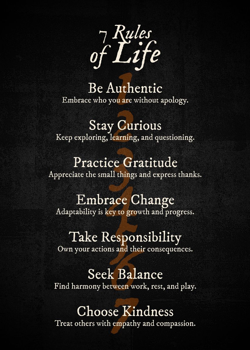 '7 rules of life' Poster, picture, metal print, paint by Syahrasi ...