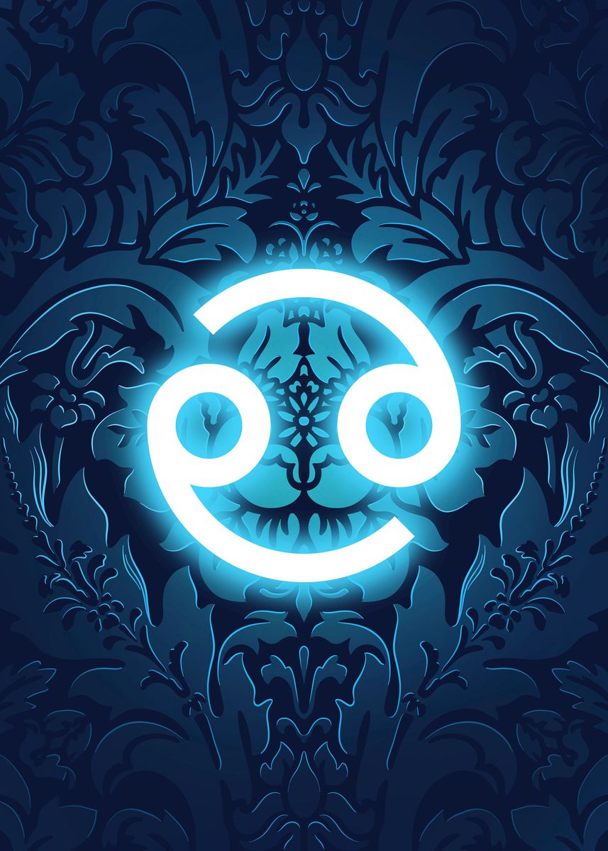 'Cancer neon zodiac sign' Poster, picture, metal print, paint by ...
