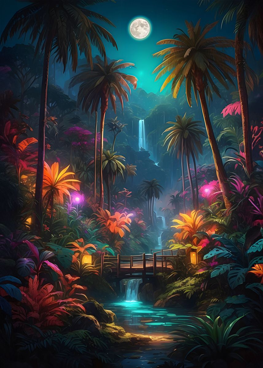 'jungle' Poster, picture, metal print, paint by SuperFlashCrash | Displate