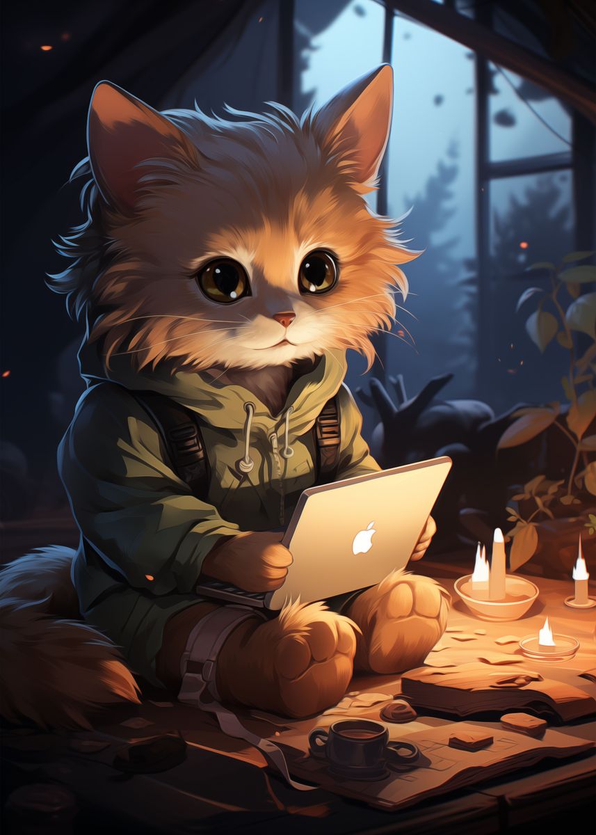 'Gamer Cat' Poster, picture, metal print, paint by Nerdworld 1 | Displate