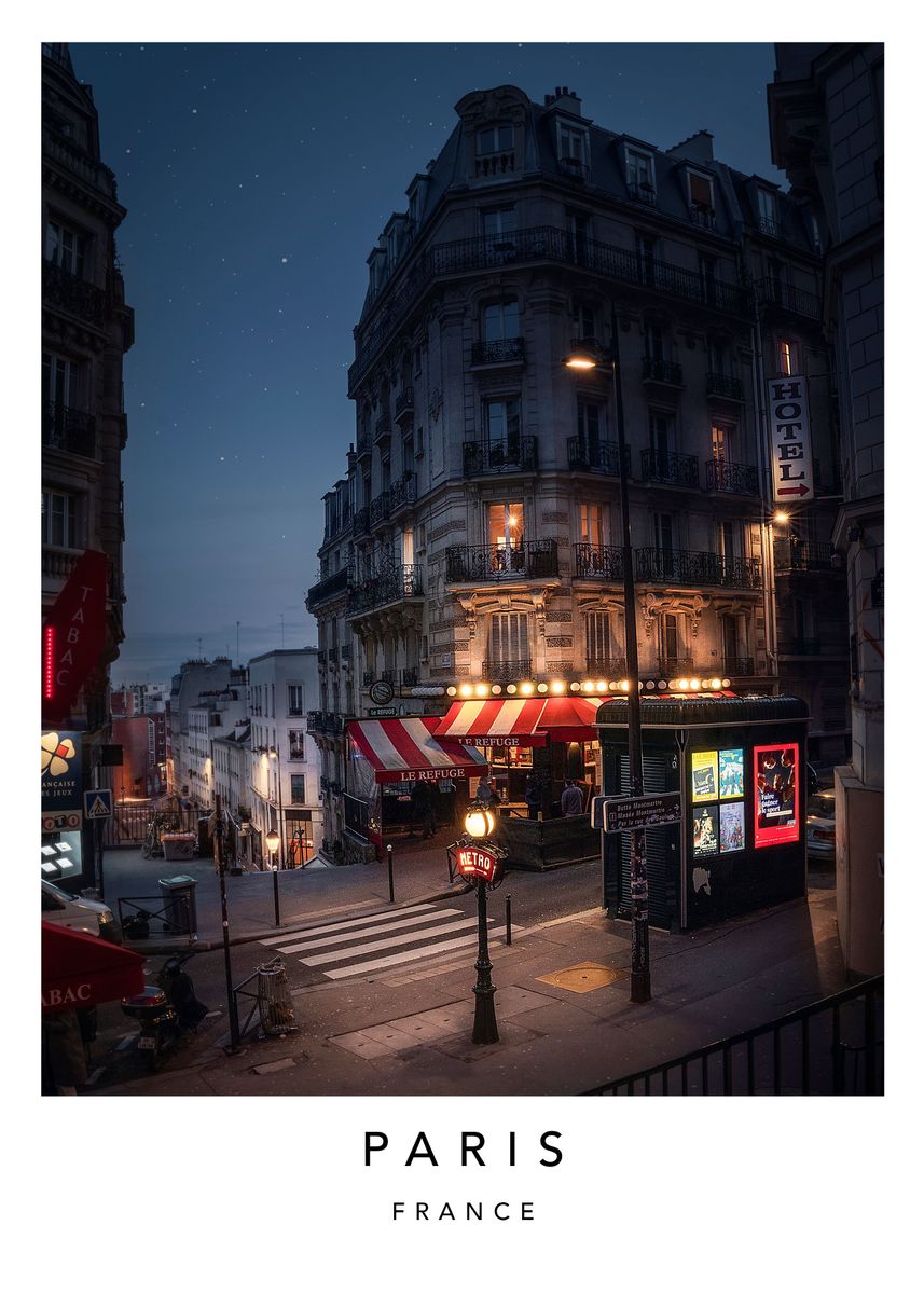 'Paris by night' Poster by Lou Imagin | Displate