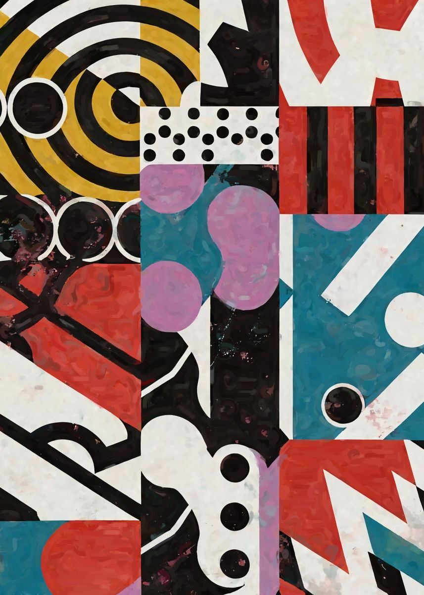 'Grungy Bauhaus Shapes' Poster, picture, metal print, paint by Prawny ...