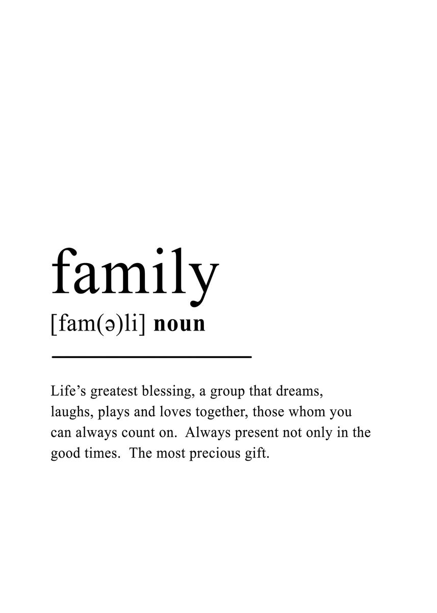 'Family Quote definition 2' Poster, picture, metal print, paint by gani ...