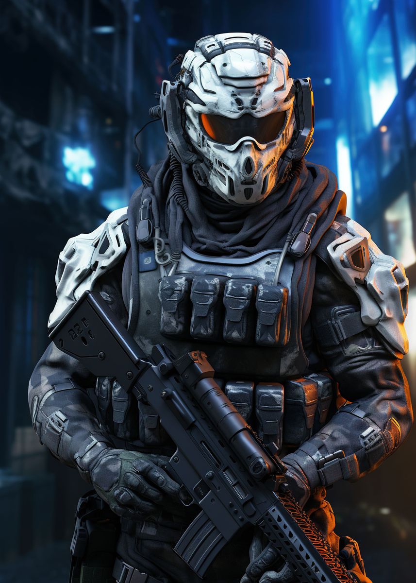 'Futuristic Ghost Soldier' Poster, picture, metal print, paint by Senja ...