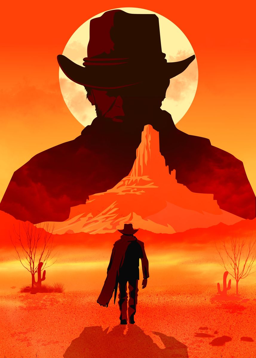 'gunslinger redemption' Poster, picture, metal print, paint by misbah ...
