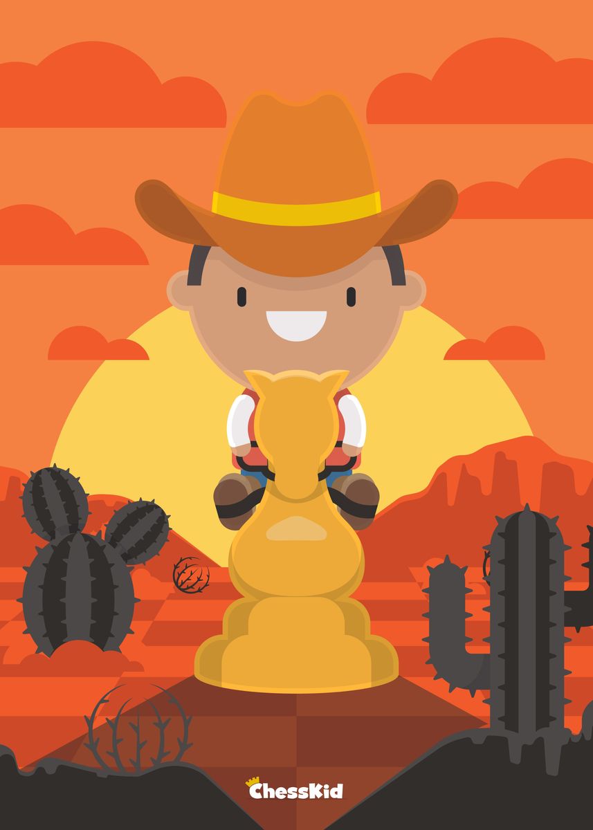 'ChessKid Cowboy' Poster, picture, metal print, paint by Chess | Displate