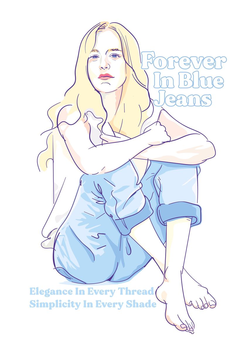 'Chic Fashion n Blue Jeans' Poster by Wulfland Arts | Displate