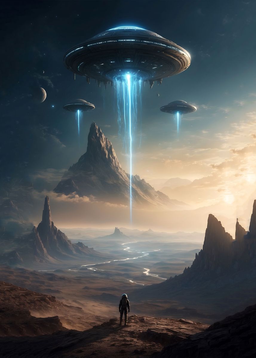 'ufo invasion' Poster, picture, metal print, paint by uart space | Displate