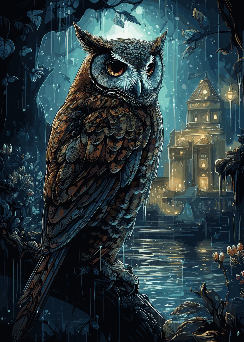 'Midnight Owl Majesty' Poster, picture, metal print, paint by Nasmed ...