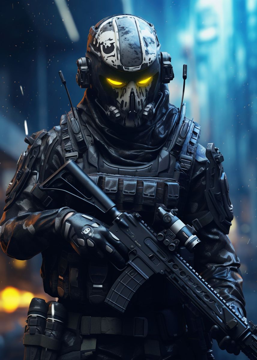 'Futuristic Ghost Soldier' Poster, picture, metal print, paint by Senja ...