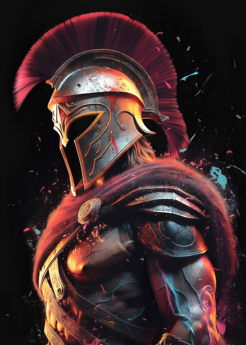 'Neon Spartan in Gold' Poster, picture, metal print, paint by Posters ...
