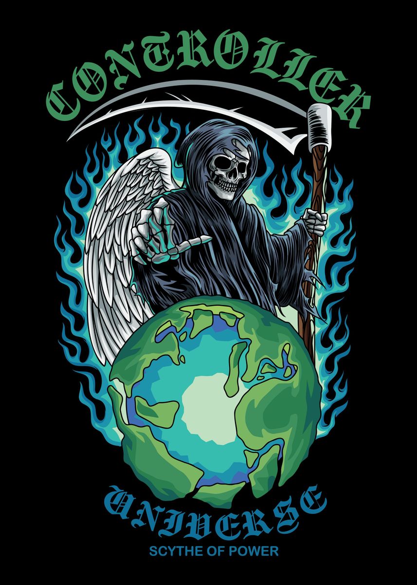 'Reaper Earth Control Text' Poster, picture, metal print, paint by ...