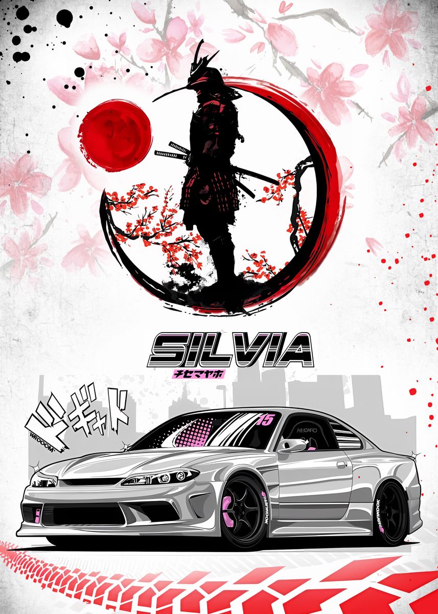 'Nissan S15 Silvia CAR' Poster, picture, metal print, paint by ALEX ...