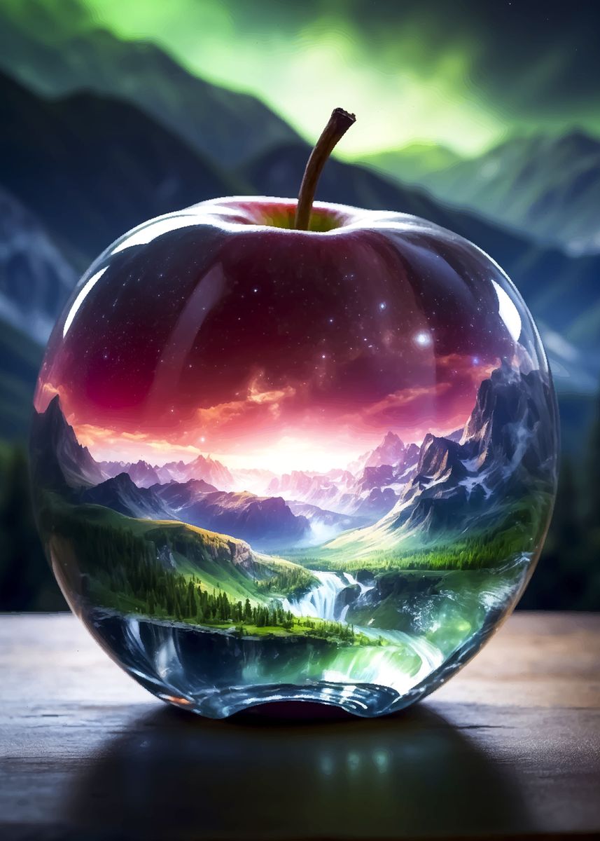 'The world inside an apple' Poster, picture, metal print, paint by ...