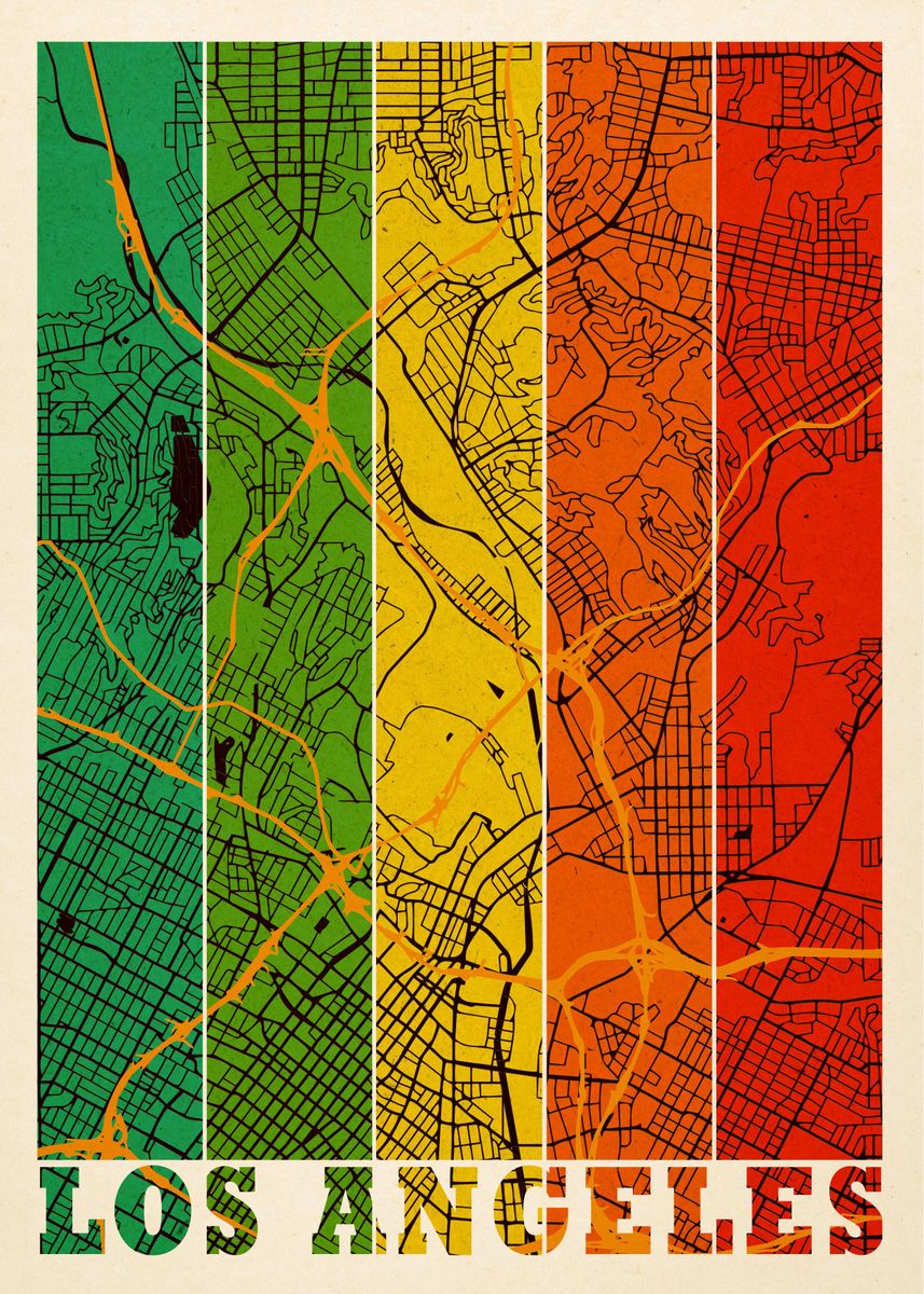 'Los Angeles CA USA' Poster, picture, metal print, paint by Ryan ...