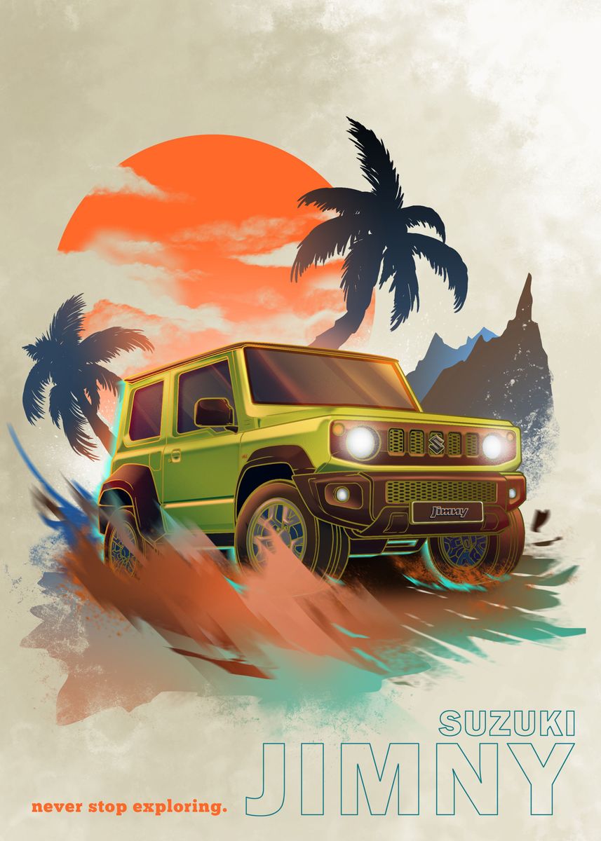 'Suzuki Jimny Jeep' Poster, picture, metal print, paint by Cornie ...