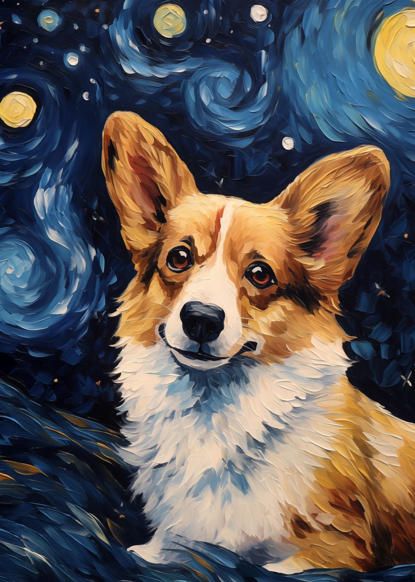'Welsh Corgi Van Gogh' Poster, picture, metal print, paint by Eline ...