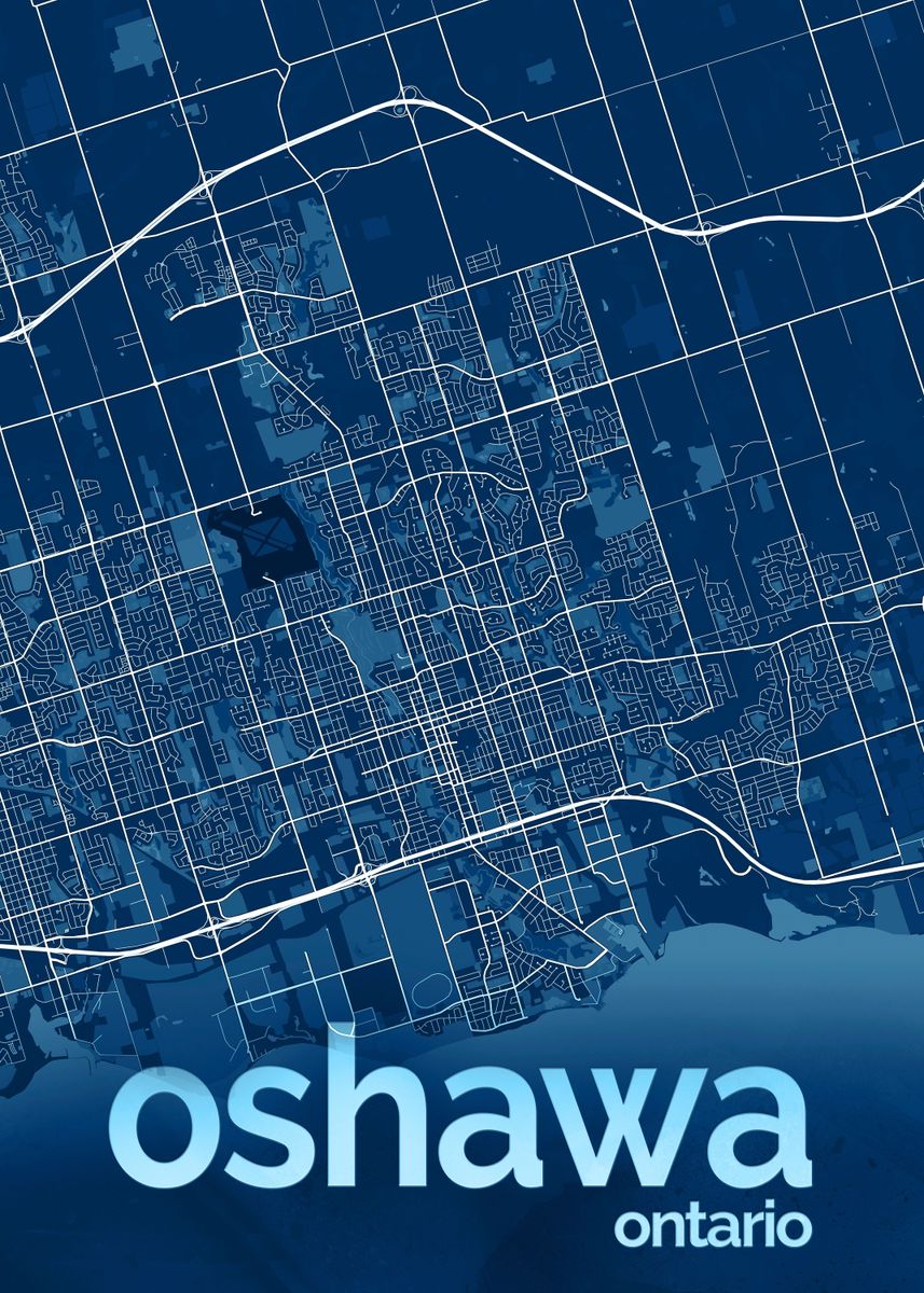 'Oshawa City Street Map' Poster, picture, metal print, paint by Scott ...