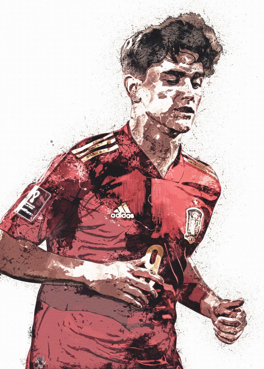 'Football Gavi Spain' Poster, picture, metal print, paint by ...