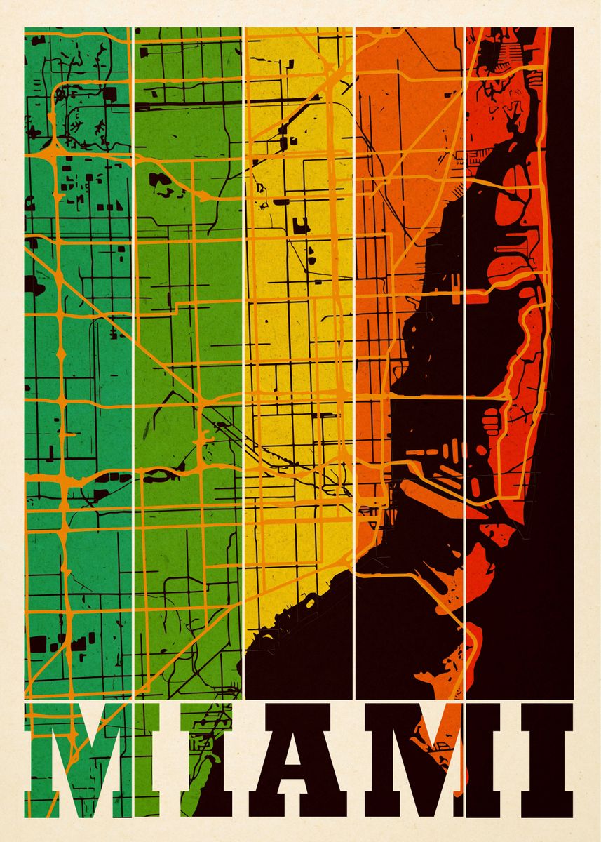 'Miami FL USA' Poster, picture, metal print, paint by Ryan Proffitt ...