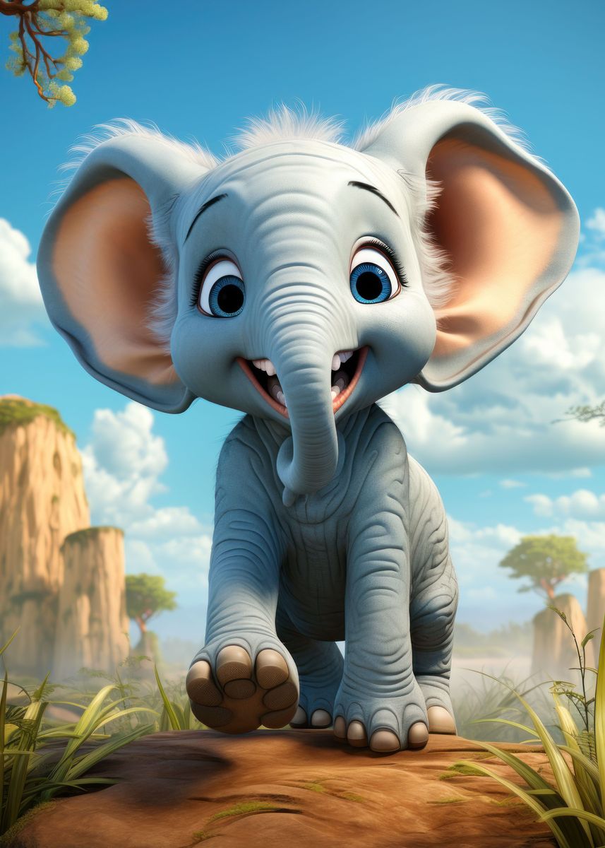 'Baby elephant ' Poster by Volodymyr Burdiak | Displate