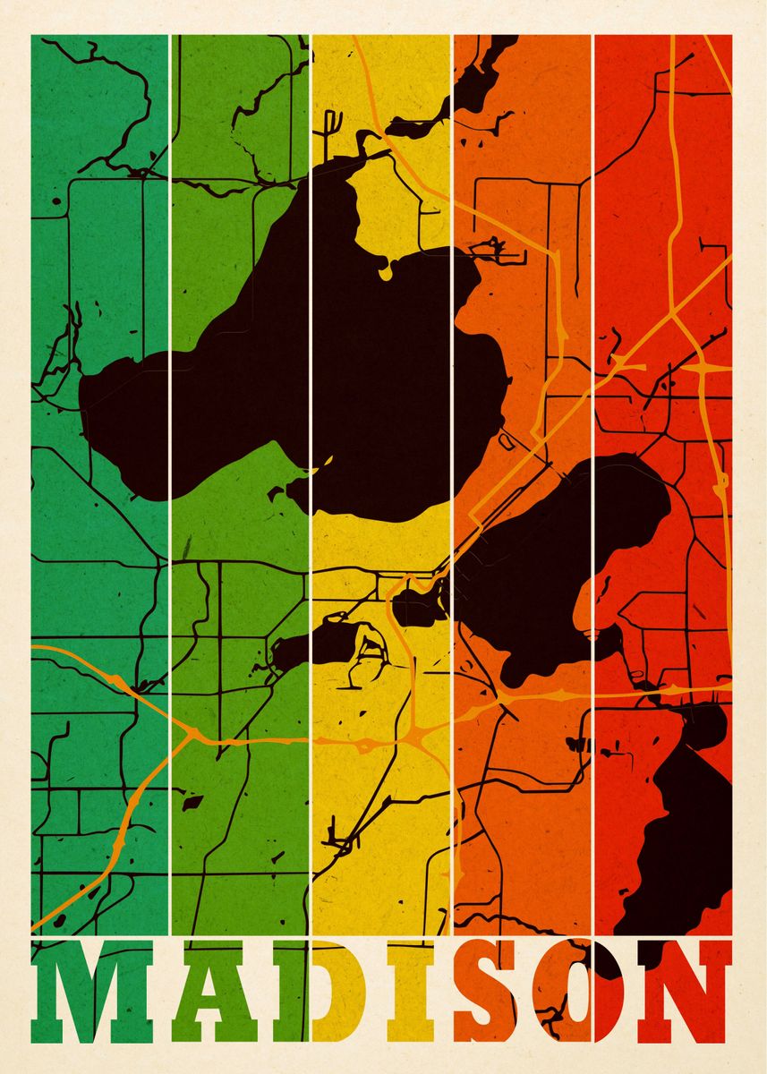 'Madison WI USA' Poster, picture, metal print, paint by Ryan Proffitt ...