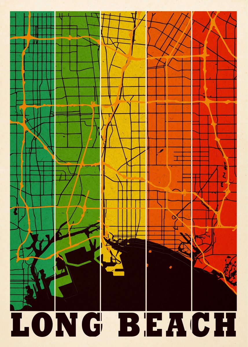 'Long Beach CA USA' Poster, picture, metal print, paint by Ryan ...